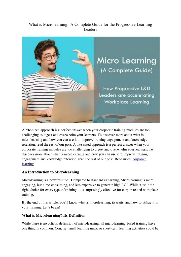 PPT - What is Microlearning A Complete Guide for the Progressive ...
