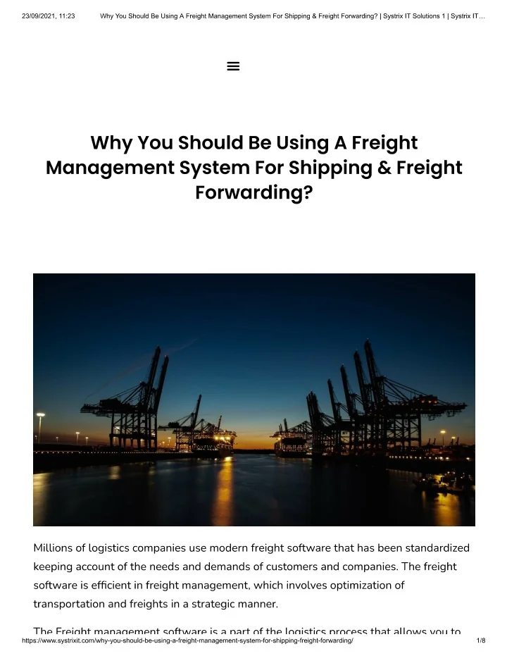 PPT - Why You Should Be Using A Freight Management System For Shipping ...