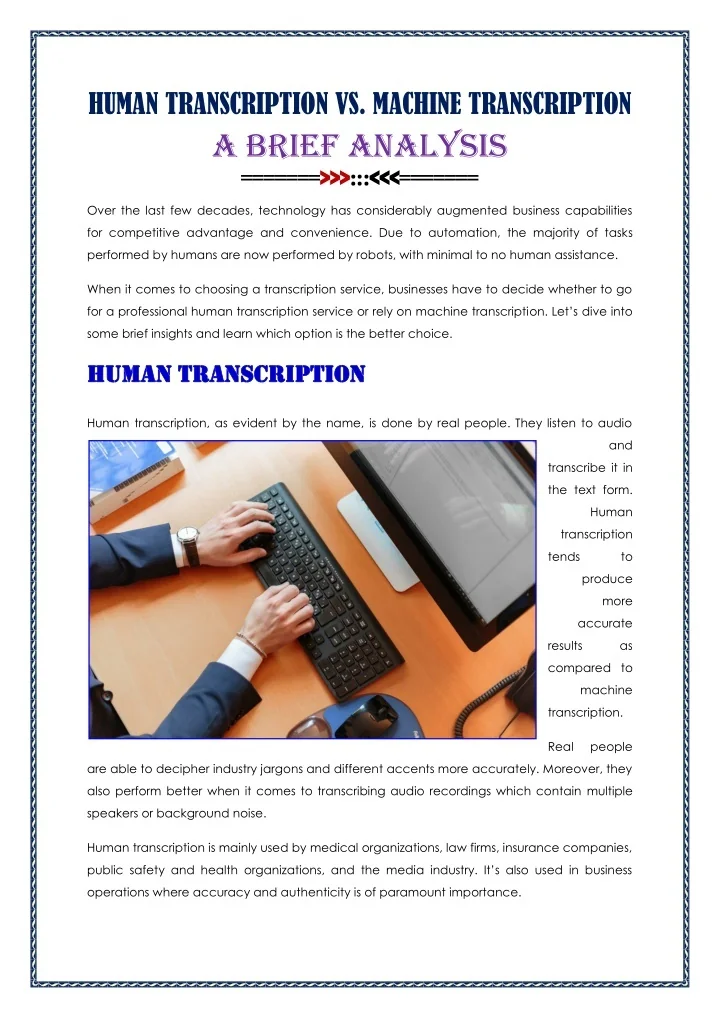 PPT - Human Transcription VS Machine Transcription PowerPoint ...
