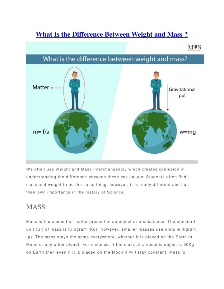 PPT - What Is the Difference Between Weight and Mass.docx PowerPoint ...