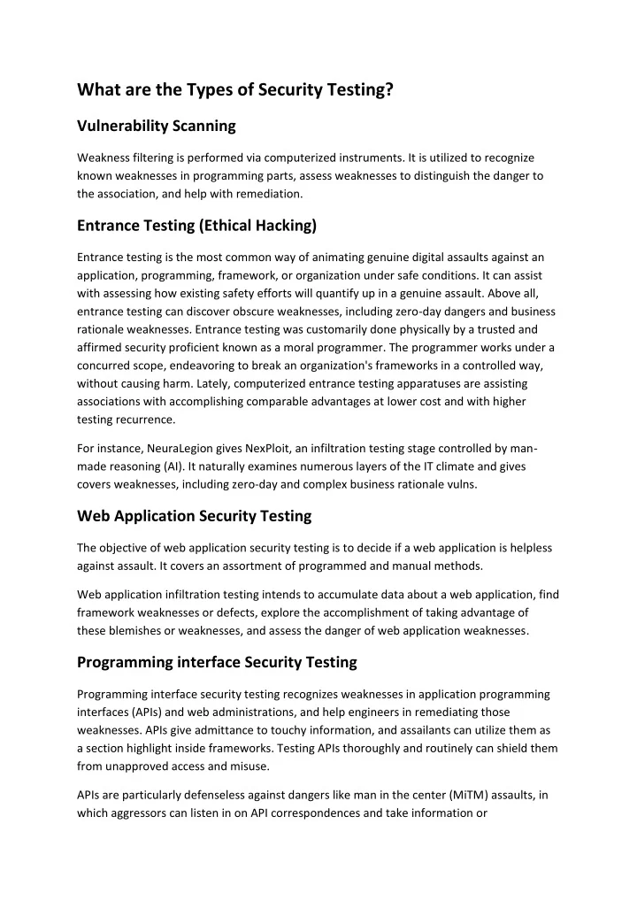 PPT What Are The Types Of Security Testing PowerPoint Presentation