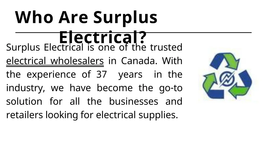 PPT - What Makes the Surplus Electrical the best Online Electrical ...