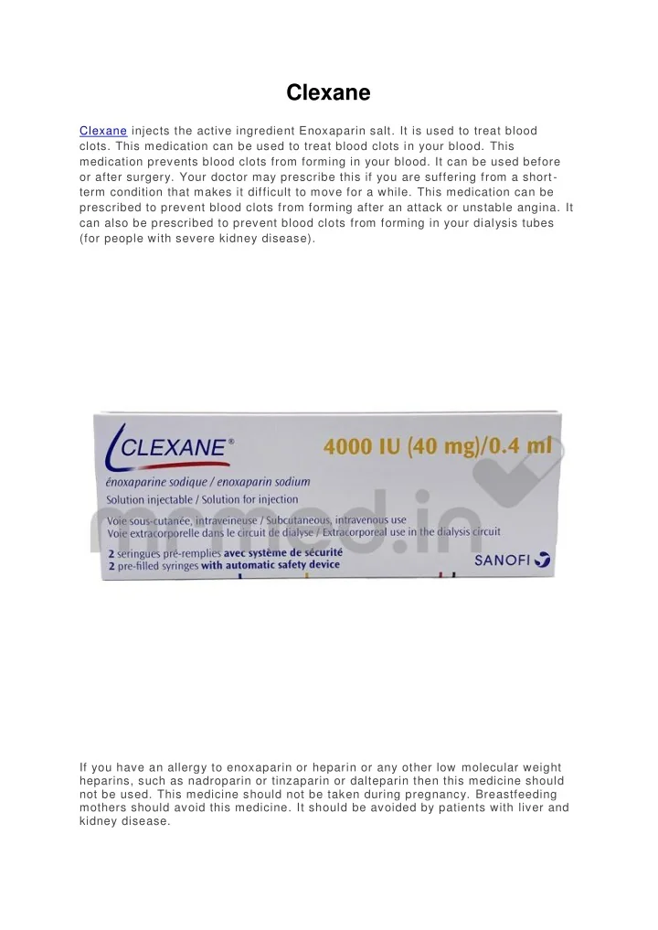 PPT - Clexane PowerPoint Presentation, free download - ID:10864158