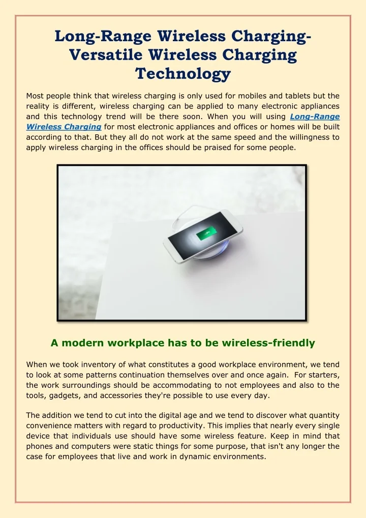 PPT - Long-Range Wireless Charging- Versatile Wireless Charging ...