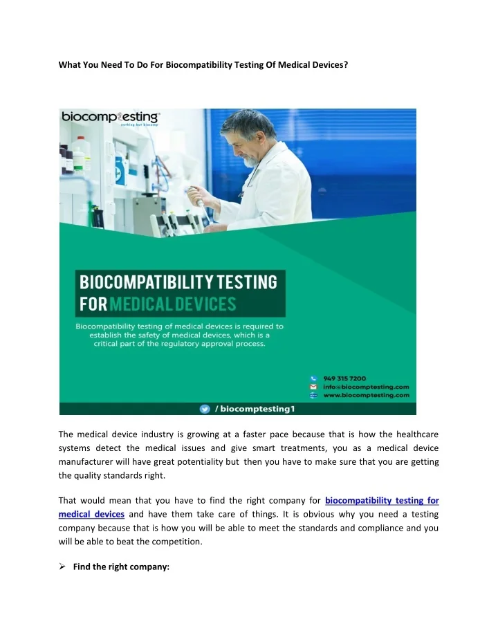 PPT - What You Need To Do For Biocompatibility Testing Of Medical ...