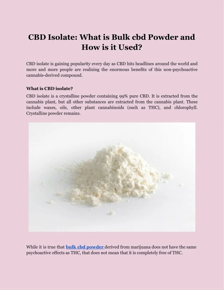 PPT - CBD Isolate_ What is Bulk cbd Powder and How is it Used ...