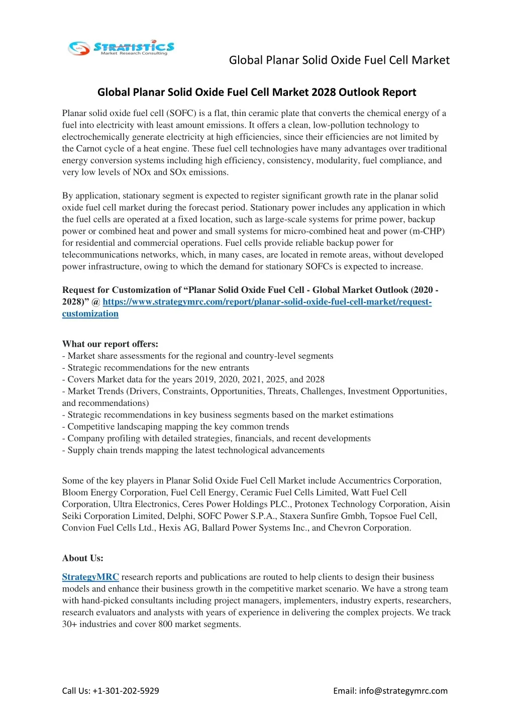 PPT - Planar Solid Oxide Fuel Cell Market Forecasts to 2028 PowerPoint ...