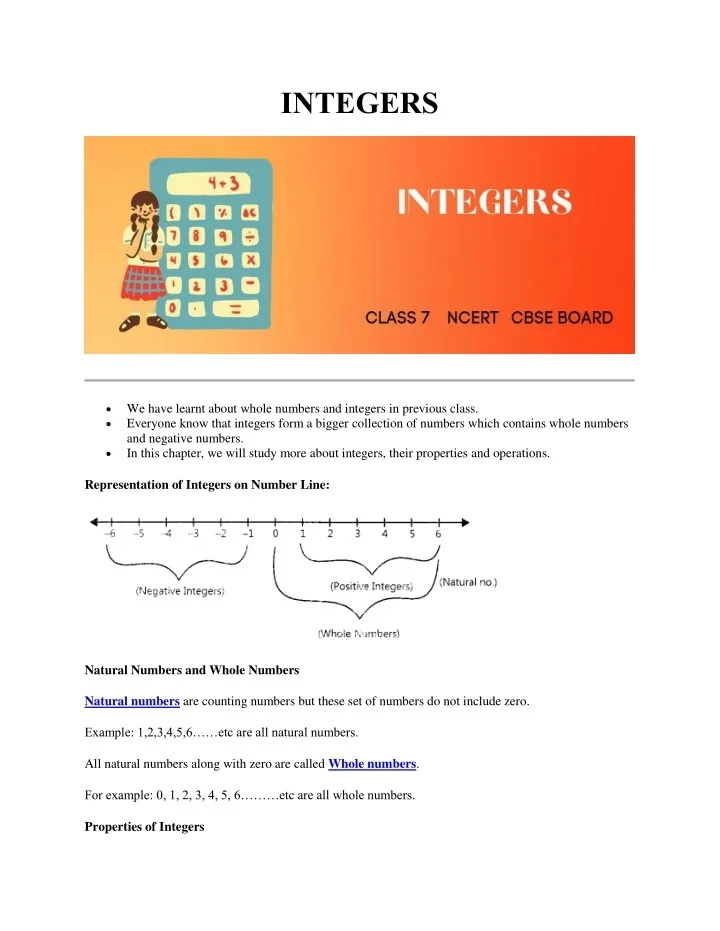 PPT - Natural Numbers And Whole Numbers-INTEGERS PowerPoint ...