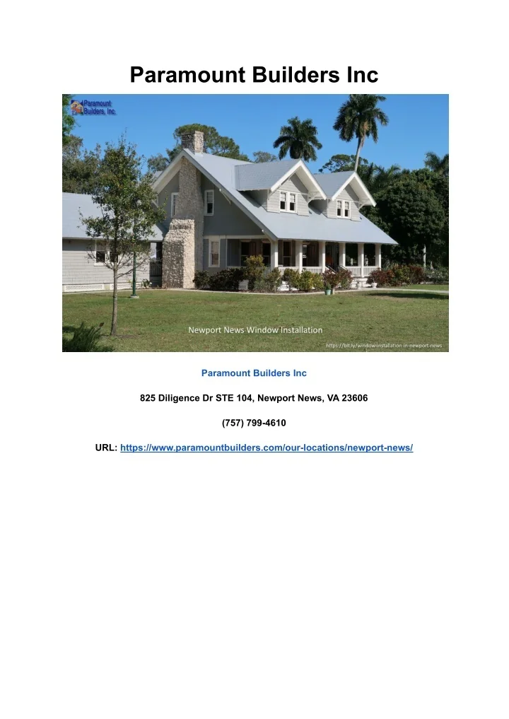 PPT - Paramount Builders Inc PowerPoint Presentation, free download - ID:10874734