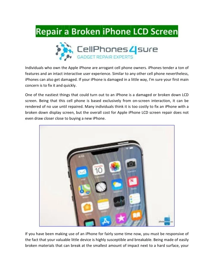 PPT - Repair a Broken iPhone LCD Screen PowerPoint Presentation, free download - ID:10875470