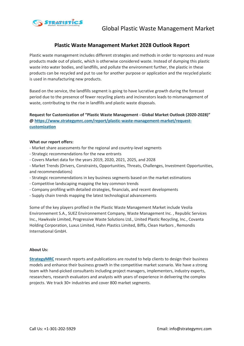 PPT - Plastic Waste Management Market Forecasts to 2028 PowerPoint ...