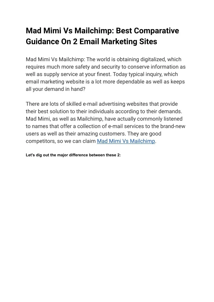 PPT - Mad Mimi Vs Mailchimp PowerPoint Presentation, free download - ID:10879007