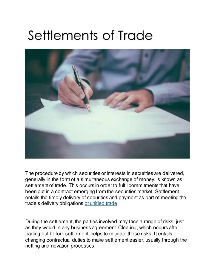PPT - Settlements of Trade PowerPoint Presentation, free download - ID ...