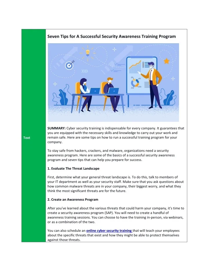 PPT - Seven Tips for A Successful Security Awareness Training Program ...