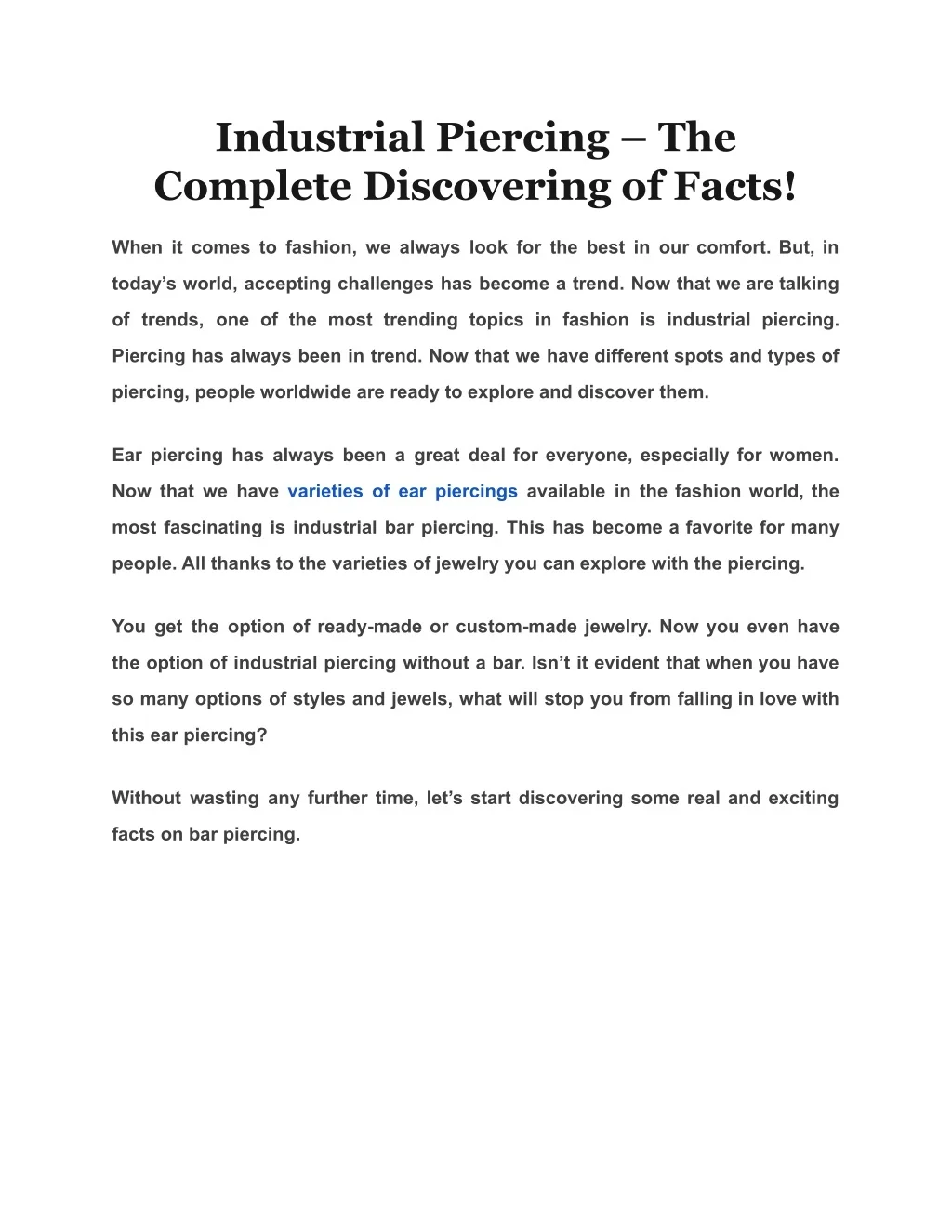 PPT - Industrial Piercing – The Complete Discovering of Facts ...