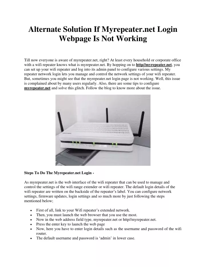 PPT - Alternate Solution If Myrepeater.net Login Webpage Is Not Working ... PPT - Alternate Solution If Myrepeater.net Login Webpage Is Not Working ...