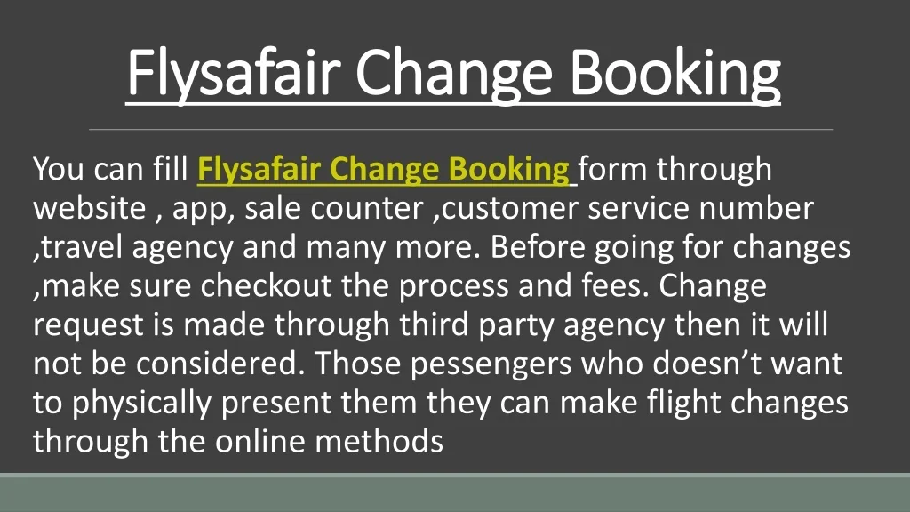 PPT - Let’s Explore About Flysafair Flight change policy PowerPoint ...