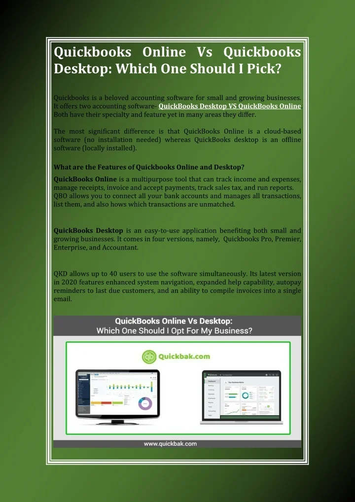 PPT - Quickbooks Online Vs Quickbooks Desktop - Which One Should I Pick ...