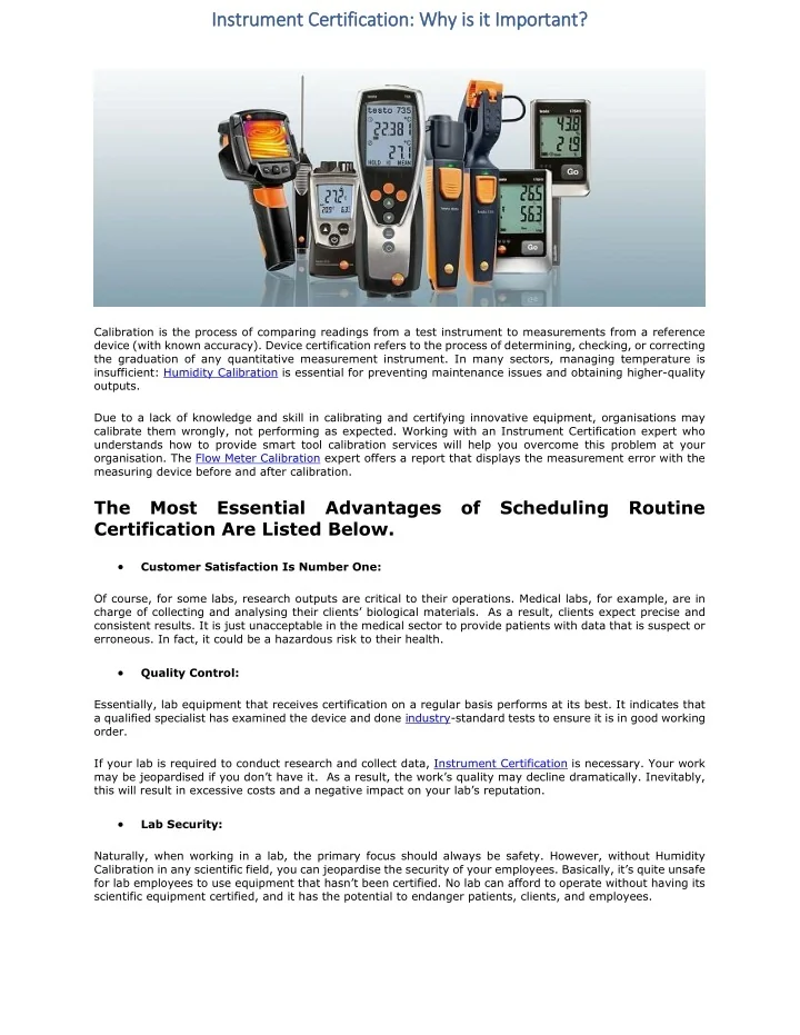 PPT - Instrument Certification: Why is it Important? PowerPoint ...