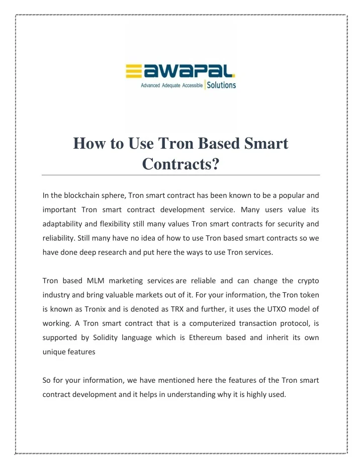 PPT - How to use Tron Based Smart Contracts? PowerPoint Presentation ...