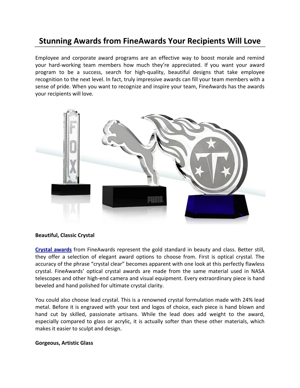 PPT - Stunning Awards from FineAwards Your Recipients Will Love ...