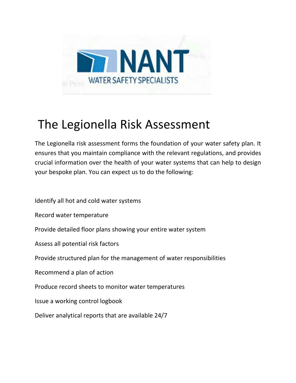 PPT - The Legionella Risk Assessment - Nant Ltd PowerPoint Presentation ...
