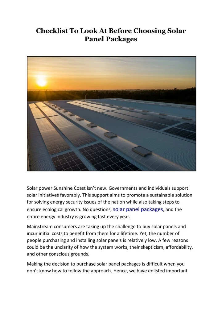 PPT - Checklist To Look At Before Choosing Solar Panel Packages ...