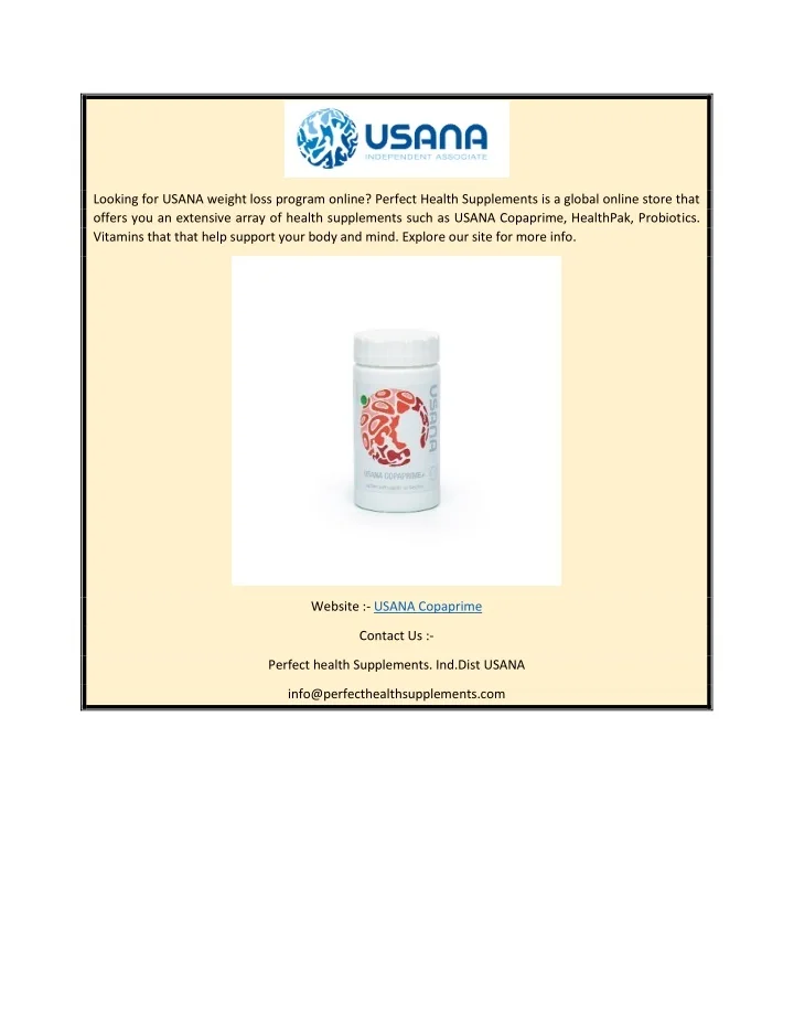 PPT - USANA Copaprime Perfecthealthsupplements PowerPoint Presentation ...
