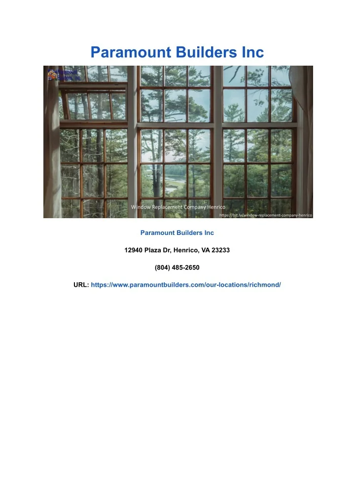 PPT - Paramount Builders Inc PowerPoint Presentation, free download - ID:10902959