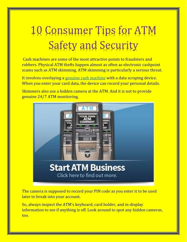 PPT - 10 Consumer Tips for ATM Safety and Security PowerPoint ...