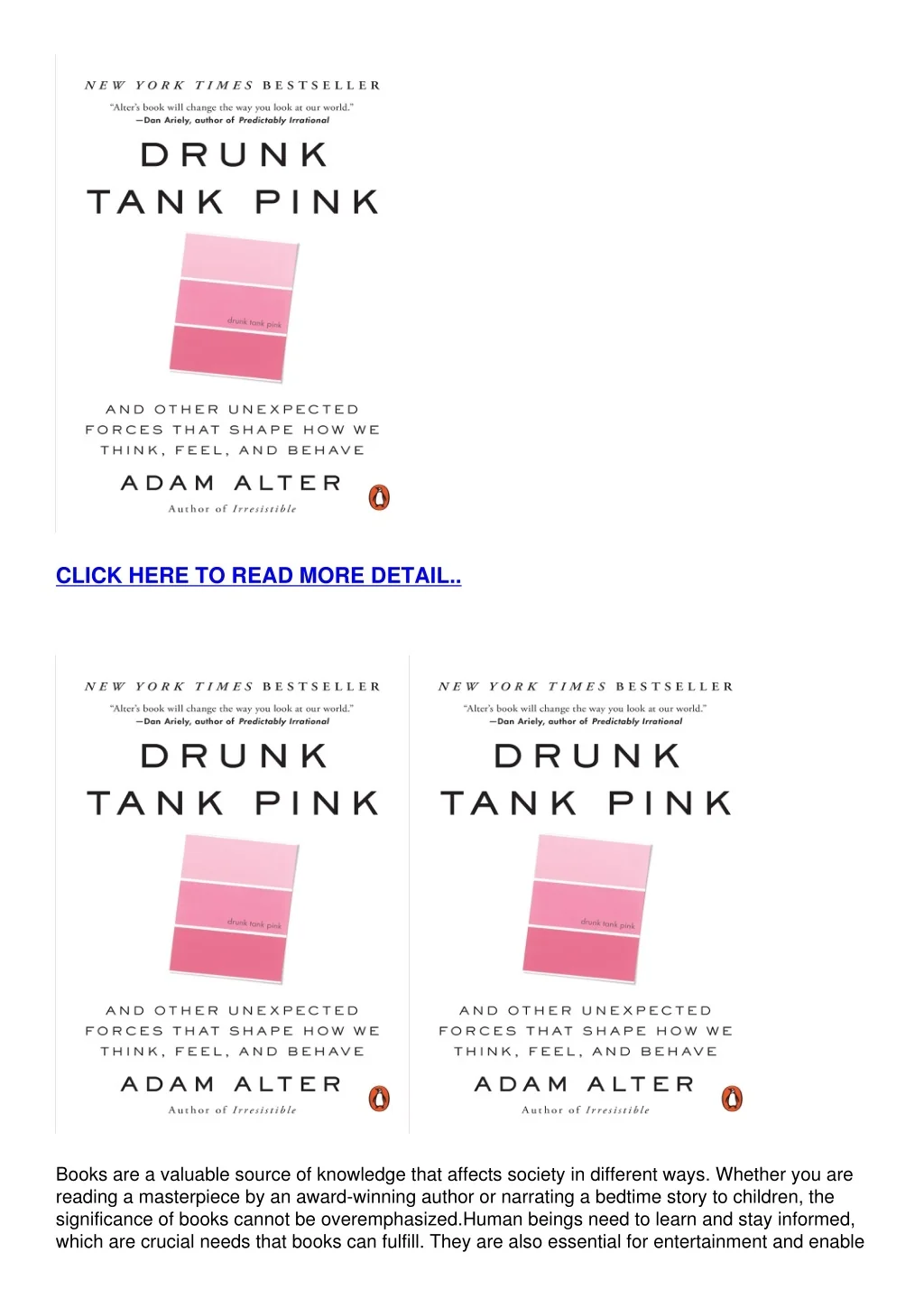 PPT - READ Drunk Tank Pink And Other Unexpected Forces That Shape How ...