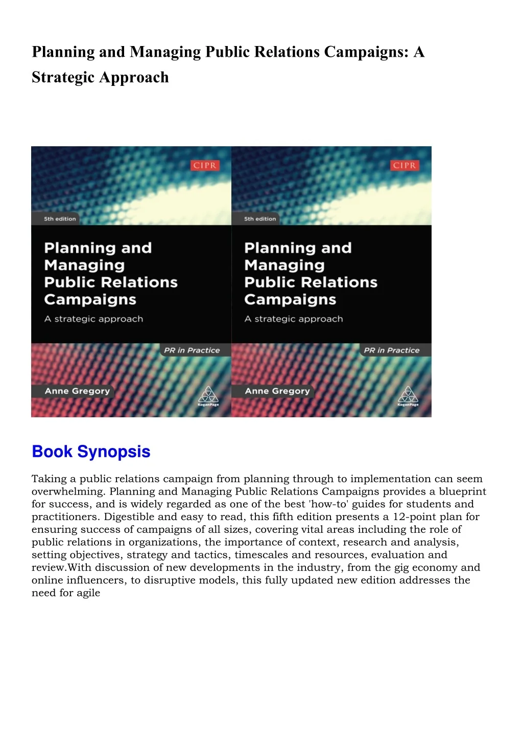 PPT - EBOOK Planning and Managing Public Relations Campaigns A ...