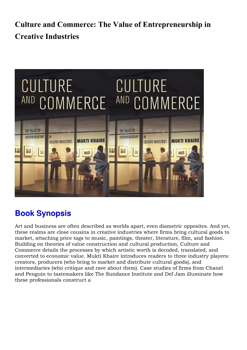 PPT - READ Culture and Commerce The Value of Entrepreneurship in ...