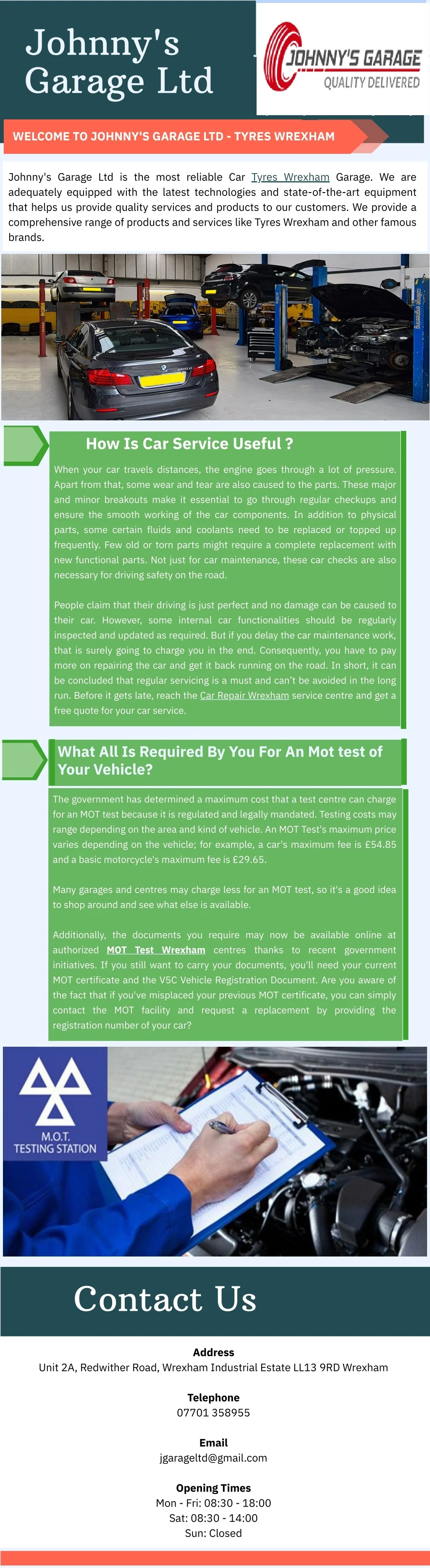 PPT - Get Car Tyres and repair service Wrexham with Johnny's Garage ...