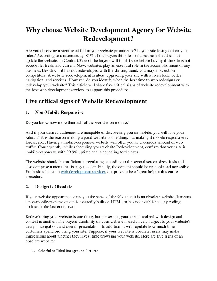PPT - Why choose Website Development Agency for Website Redevelopment PowerPoint Presentation ...