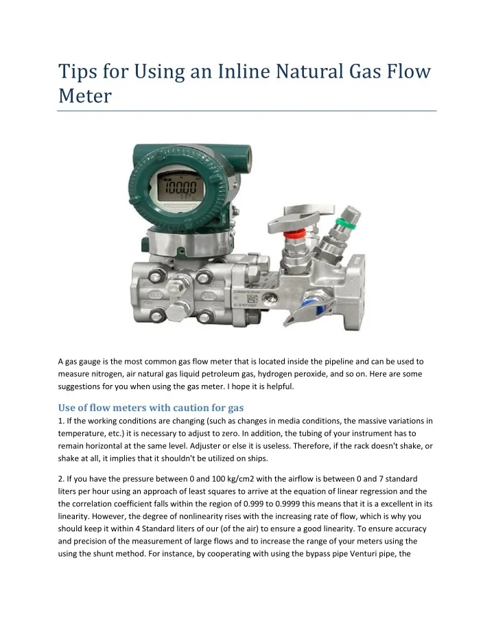 PPT - Tips for Using An Inline Natural Gas Flow Meter PowerPoint ...