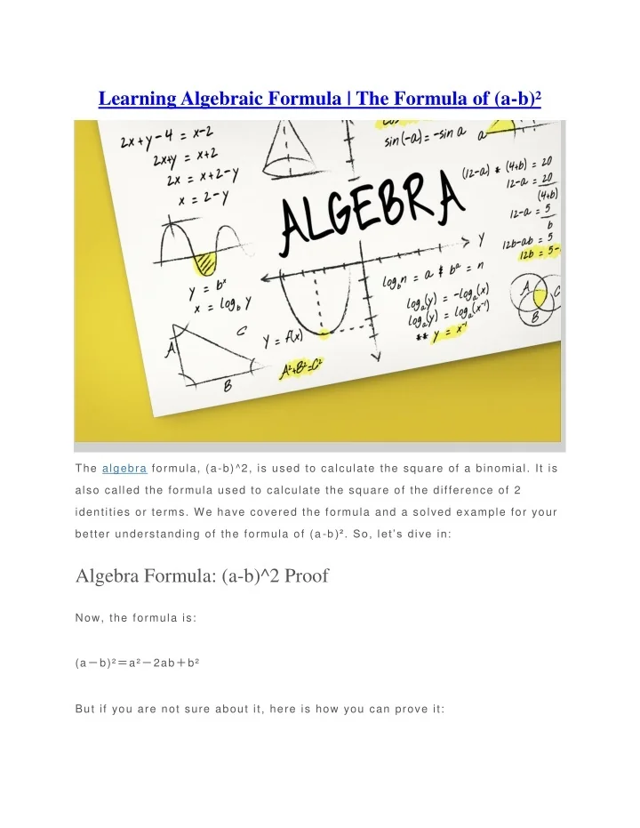 PPT - Learning Algebraic Formula The Formula of (a-b)² PowerPoint ...