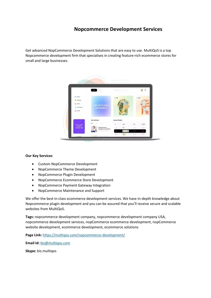 PPT - Nopcommerce Development Services MultiQoS PowerPoint Presentation - ID:10924447