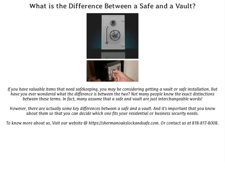 PPT - What is the Difference Between a Safe and a Vault? PowerPoint ...