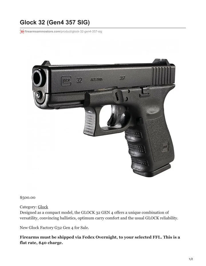 PPT - Glock 32 (Gen4 357 SIG) PowerPoint Presentation, free download - ID:10926043