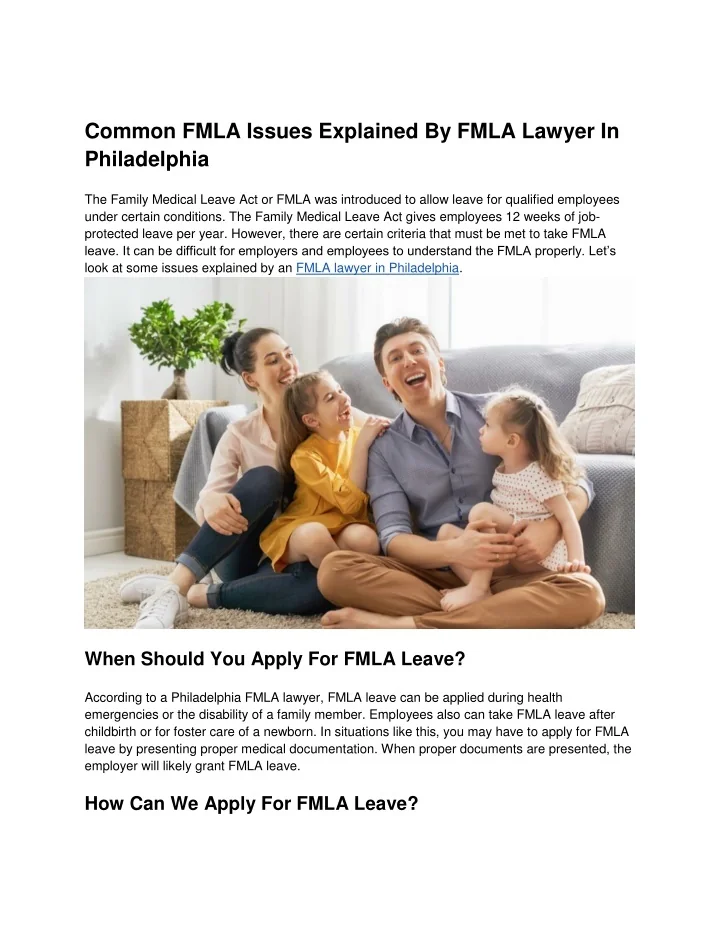 PPT - Common FMLA Issues Explained By FMLA Lawyer In Philadelphia ...