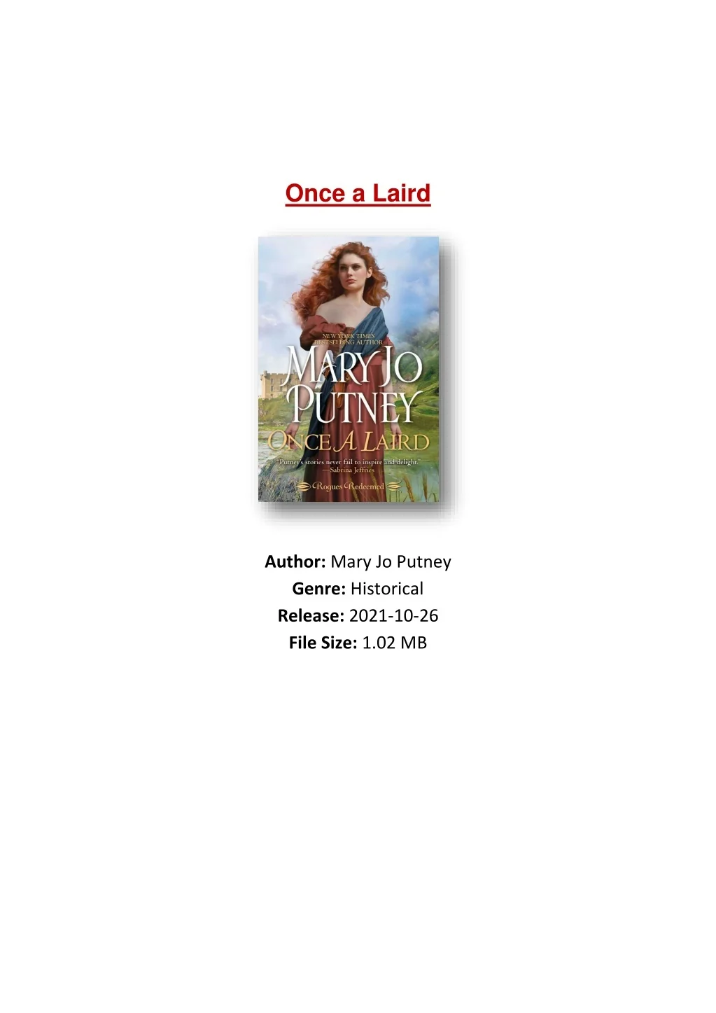 PPT - [PDF] Free Download Once a Laird By Mary Jo Putney PowerPoint ...