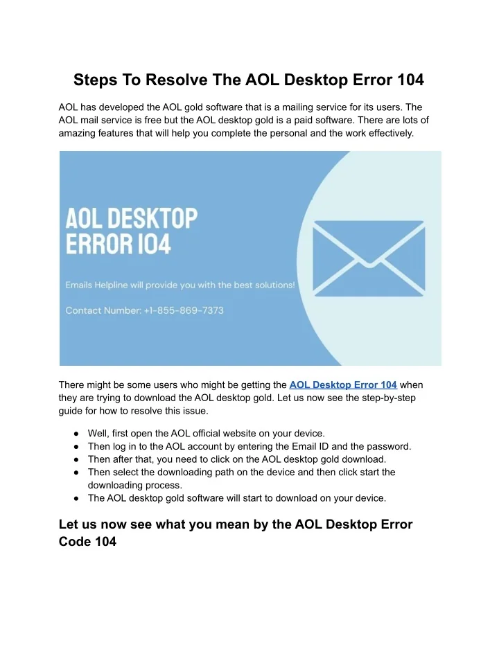 PPT - Steps To Resolve The AOL Desktop Error 104 PowerPoint ...