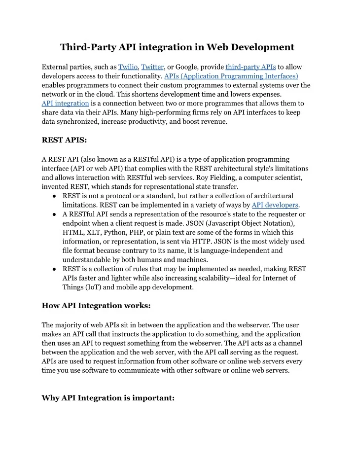 PPT - Third-Party API integration PowerPoint Presentation, free ...