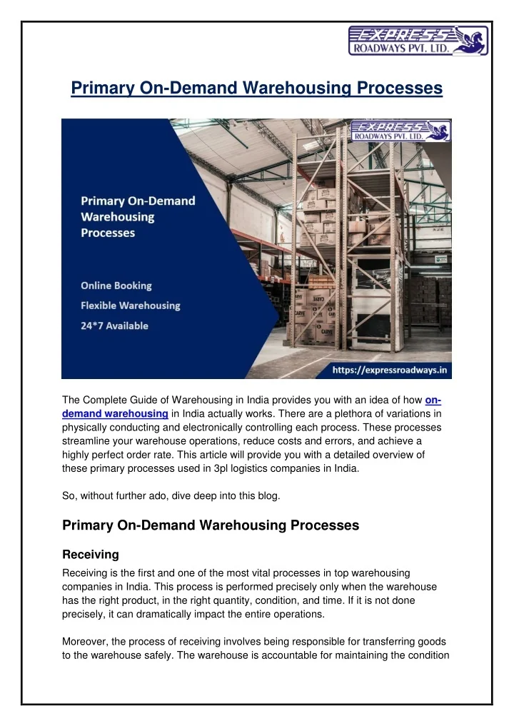 PPT - Primary On-Demand Warehousing Processes PowerPoint Presentation ...