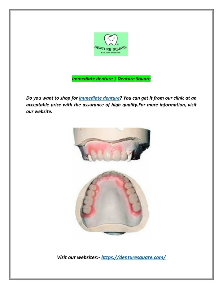 PPT - Immediate denture | Denture Square PowerPoint Presentation, free ...