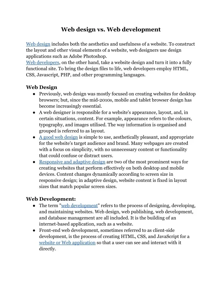 PPT - Web design vs web development PowerPoint Presentation, free download - ID:10934805