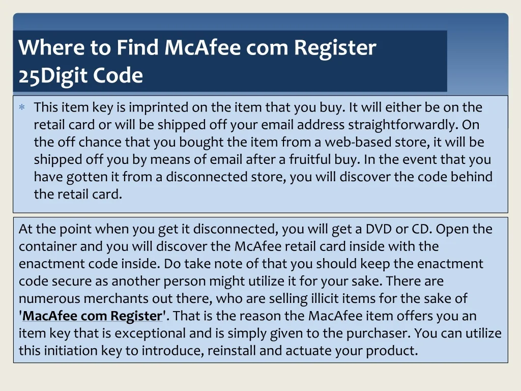 PPT - McAfee com Register PowerPoint Presentation, free download - ID ...