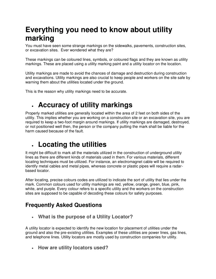 PPT - Everything you need to know about utility marking PowerPoint ...