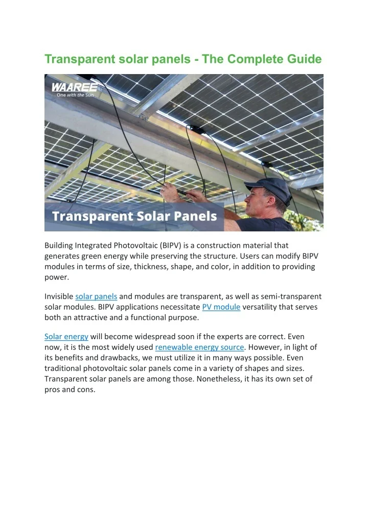 PPT - Transparent solar panels [The Complete Guide] PowerPoint ...